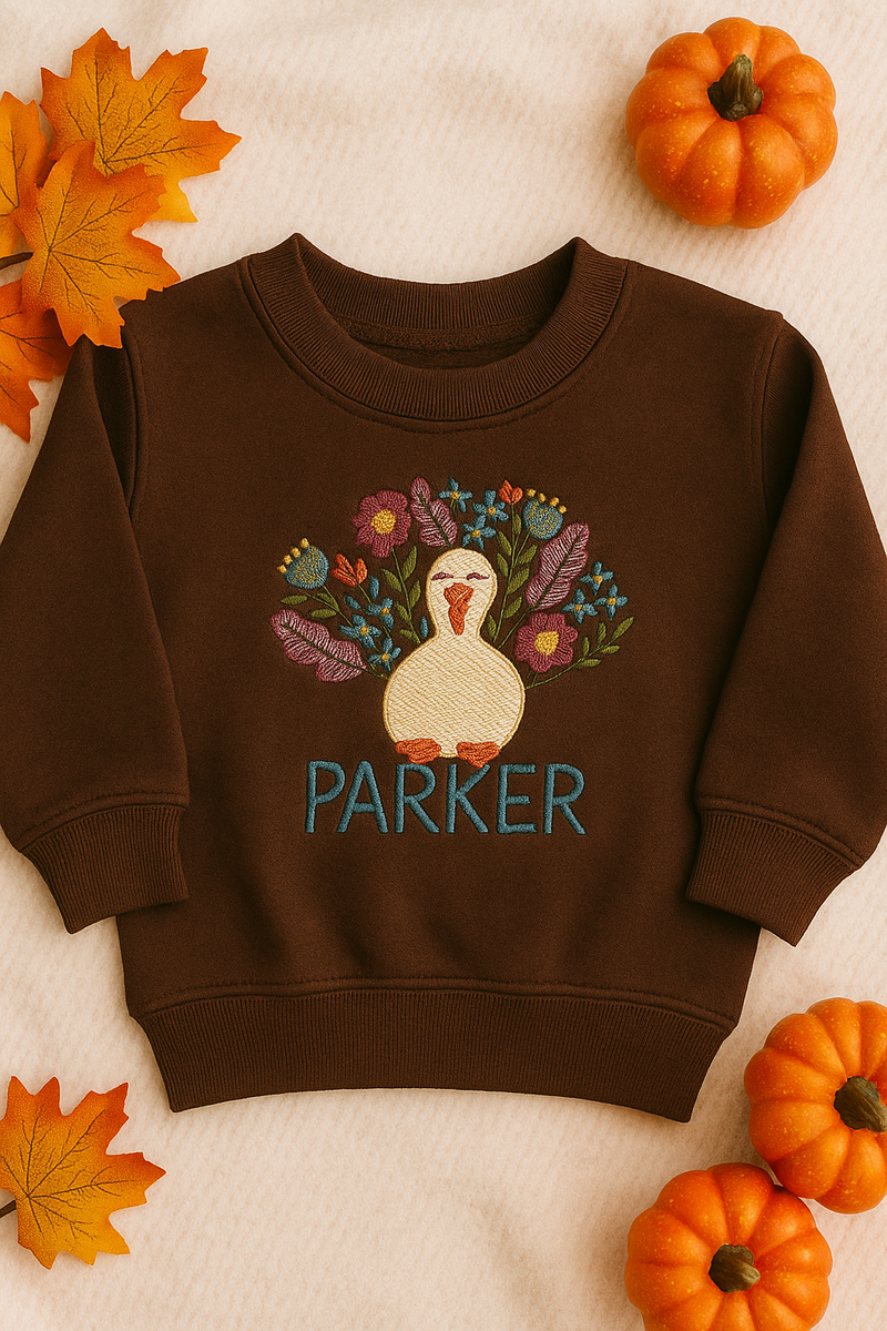 Personalized Embroidered Thanksgiving Turkey Toddler Sweatshirt – Etch ...